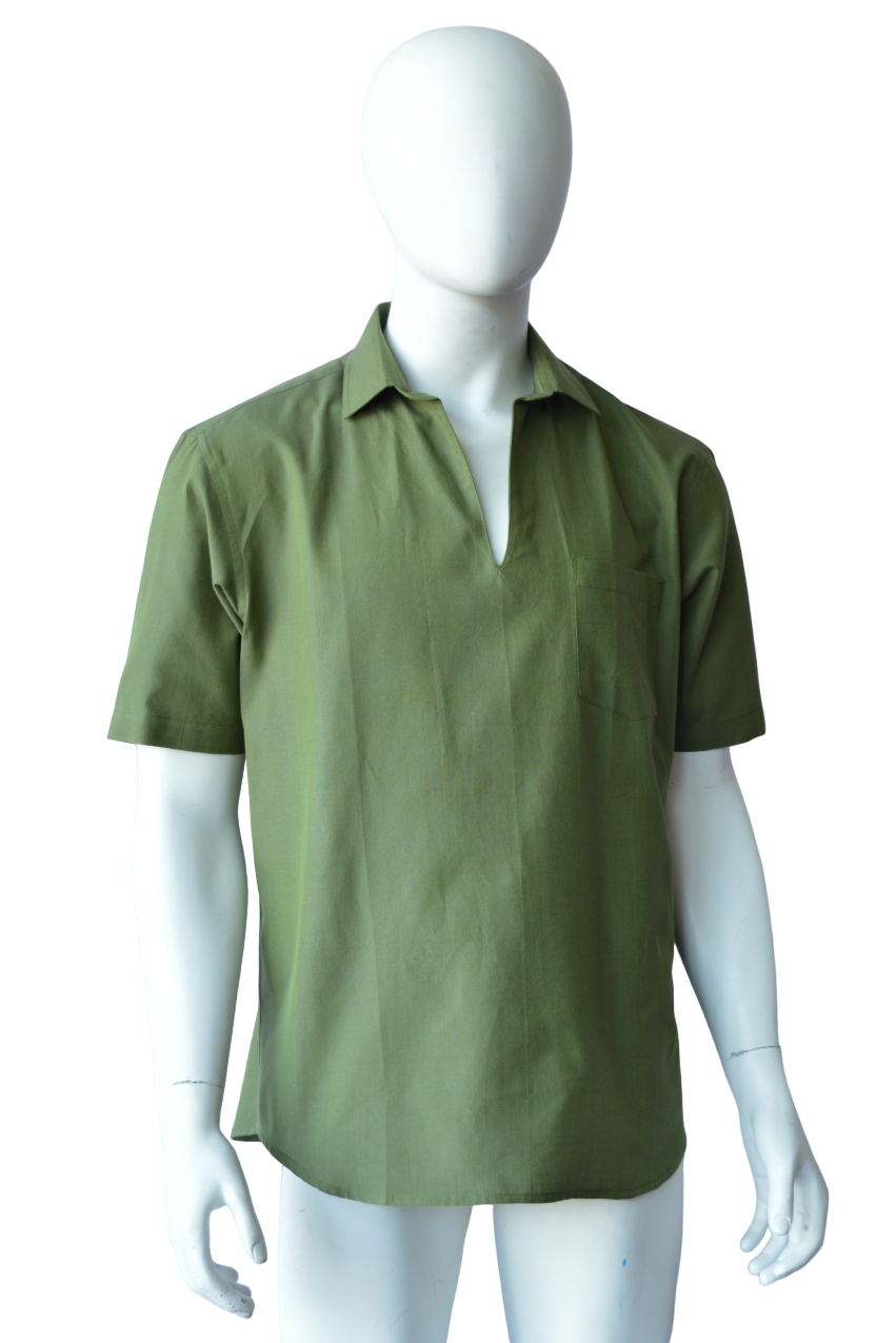 Men's shirt open neck collar khaki - MCSong - Fair Trade Wholesale by ...